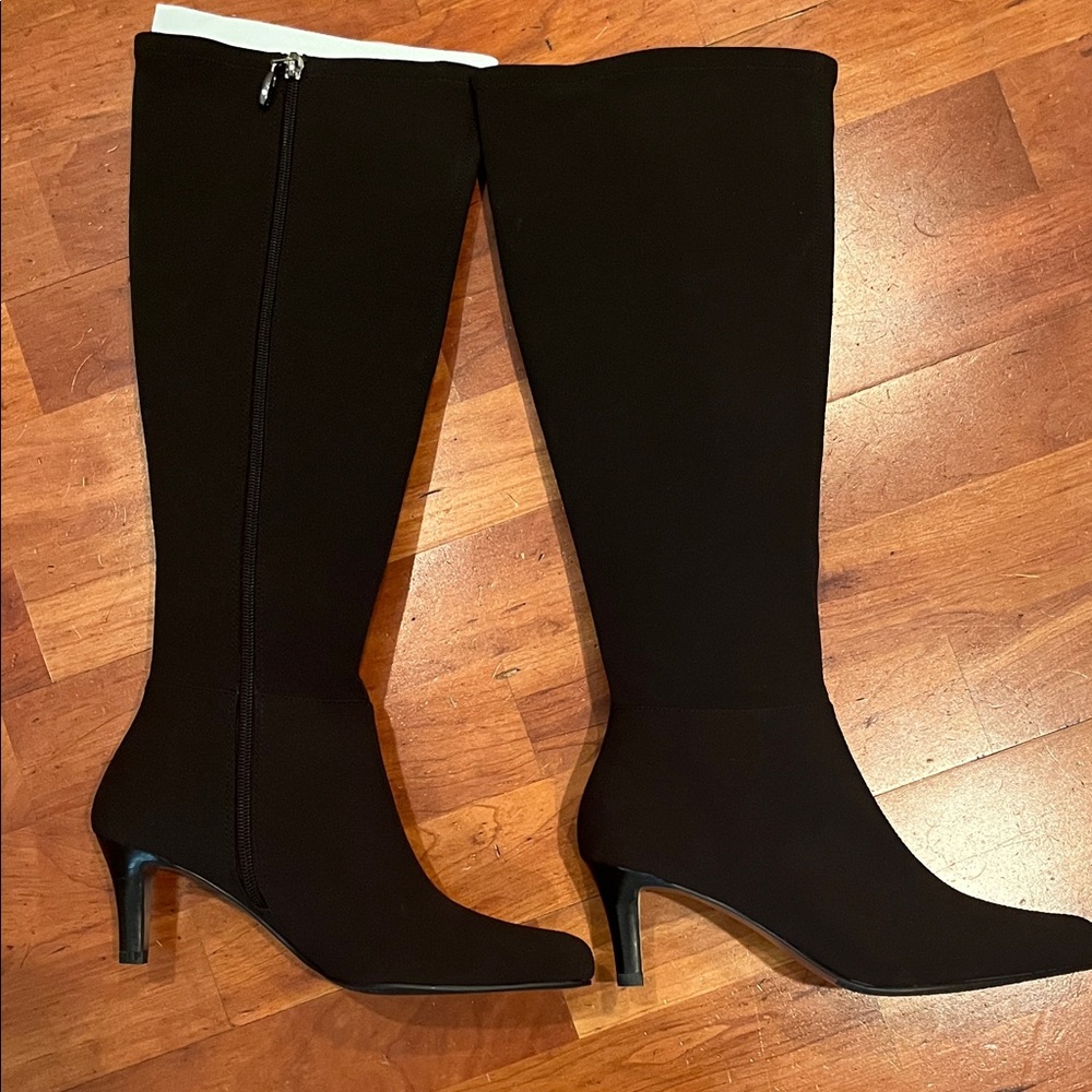 New Tahari Payton Kitten Heel Stretch Fabric Boot - Gem